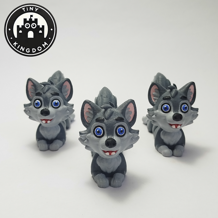 3D Printable Flexi Tiny Wolf, Articulated fidget figure, keychain version included, 3mf included ...